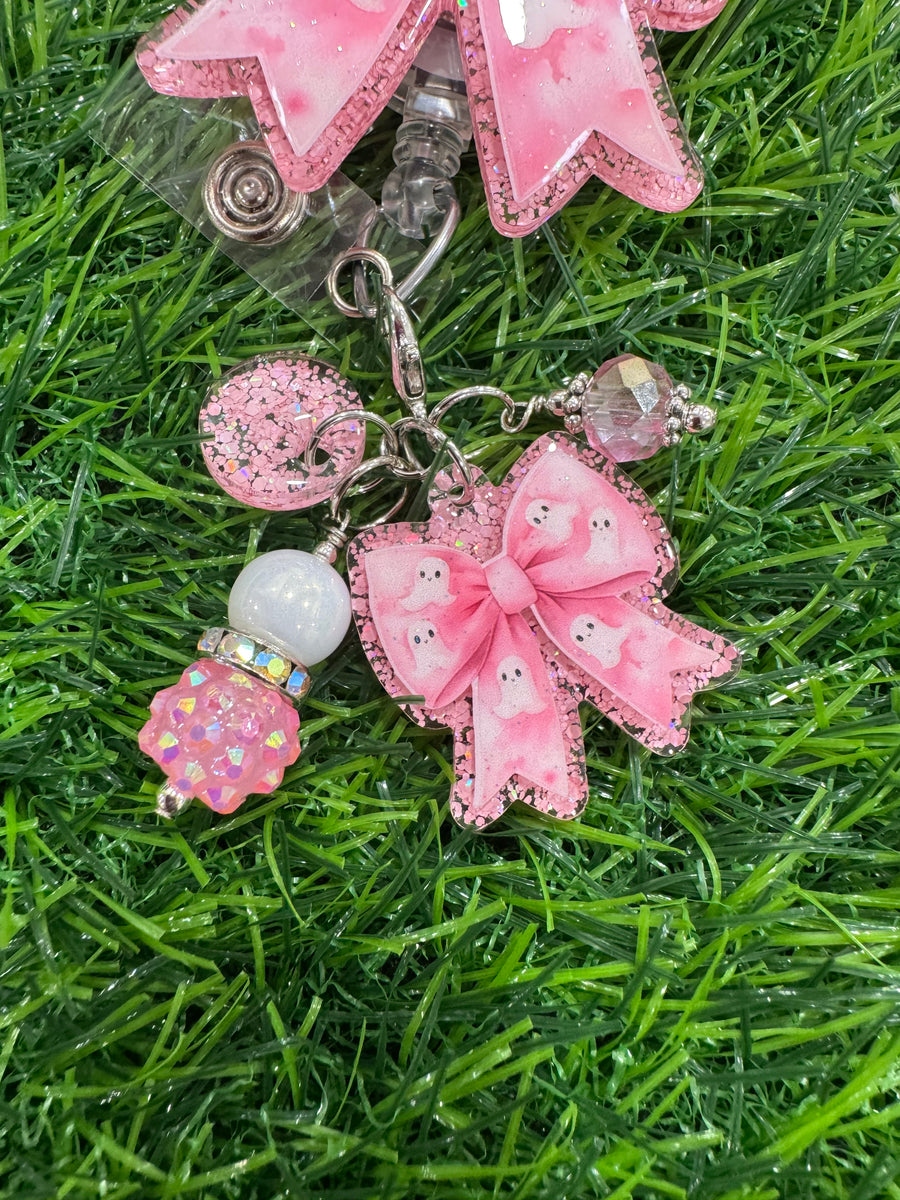 Pink Ghost Bow Retractable Badge Reel – SG Designs By Danielle